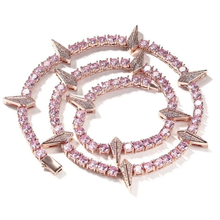 Iced Out Sims Style Tennis Necklace Pink - Bink Gallery