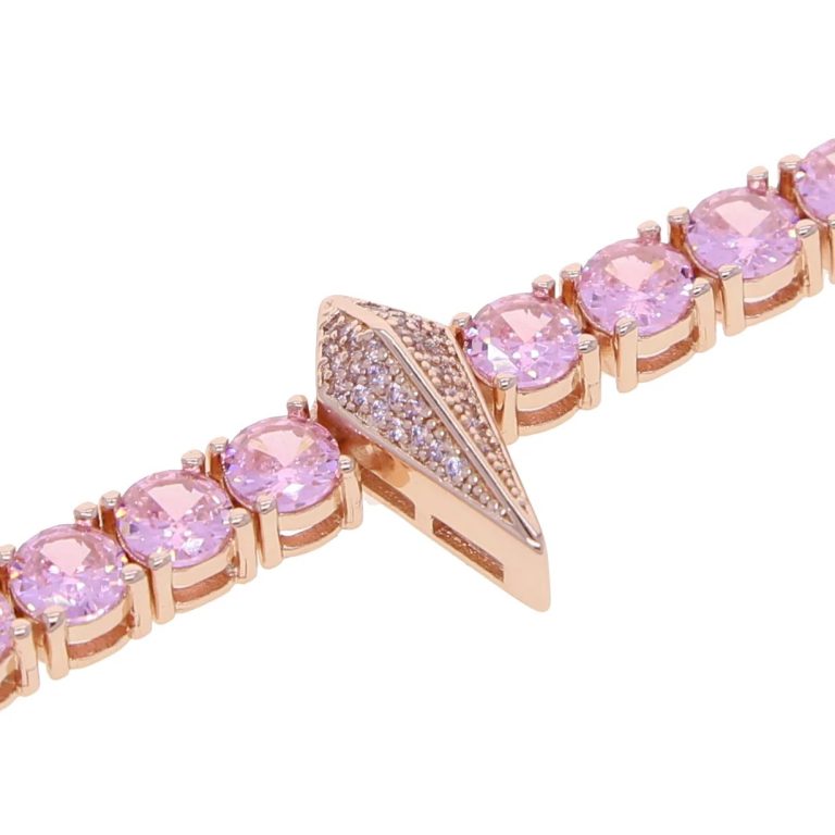 Iced Out Sims Style Tennis Necklace Pink - Bink Gallery