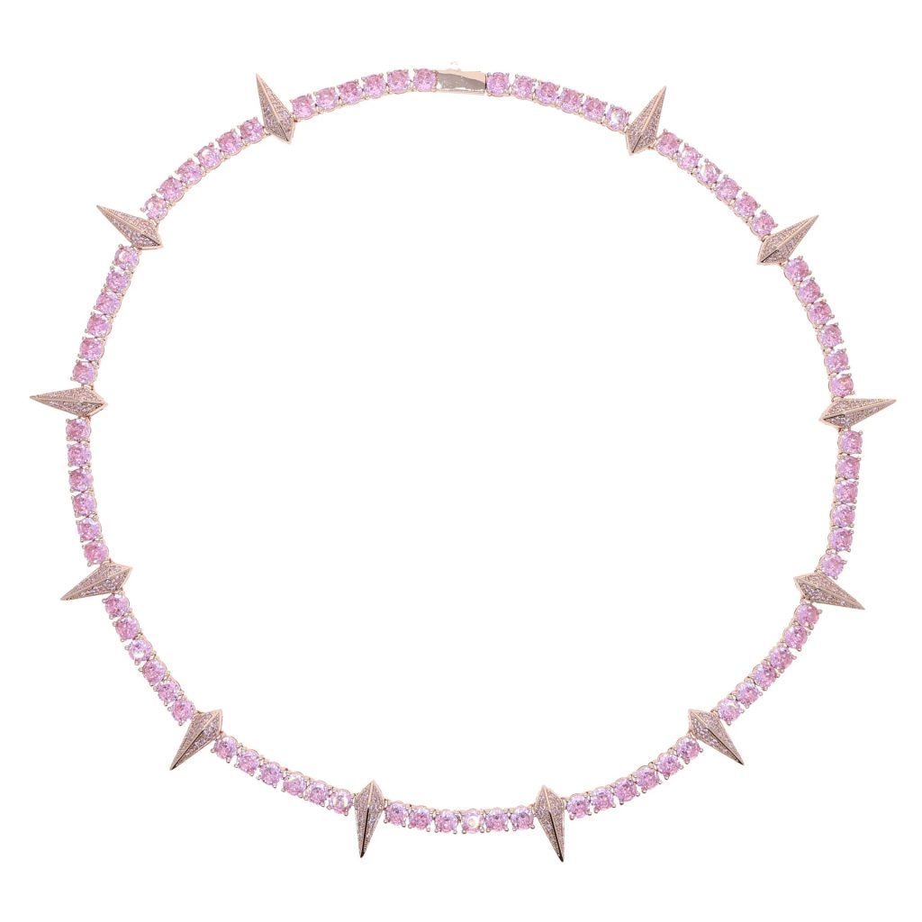 Iced Out Sims Style Tennis Necklace Pink - Bink Gallery