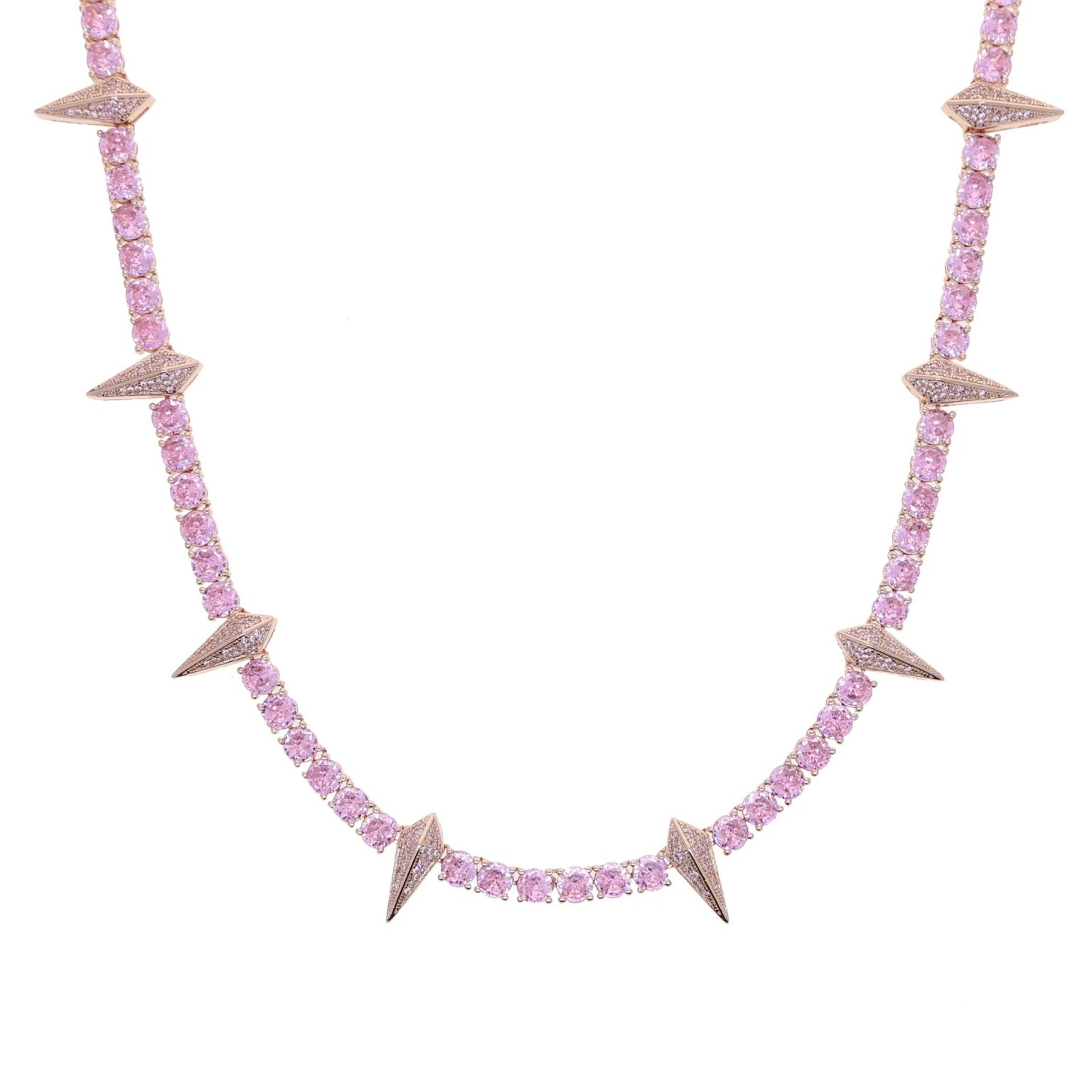 Iced Out Sims Style Tennis Necklace Pink - Bink Gallery