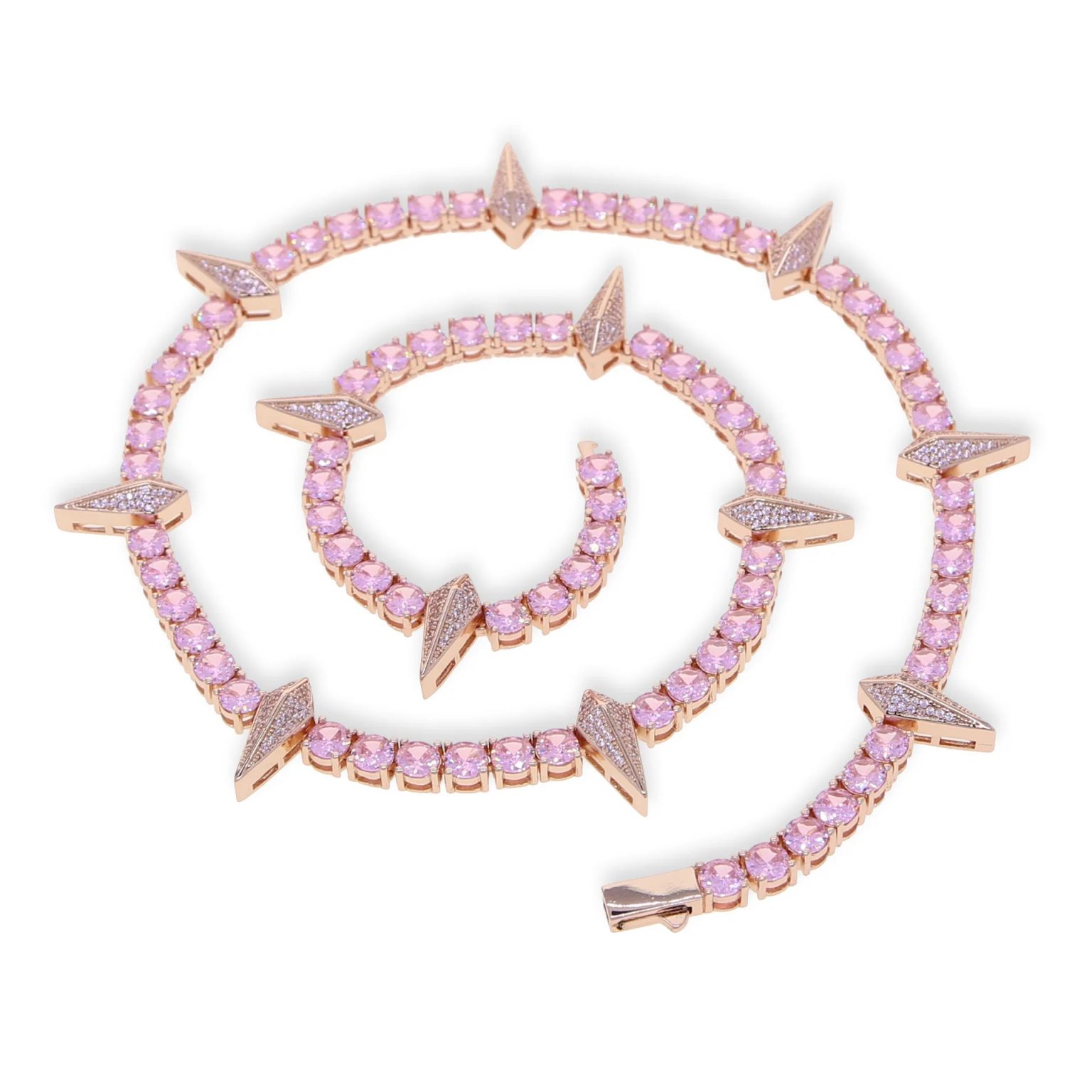 Iced Out Sims Style Tennis Necklace Pink - Bink Gallery